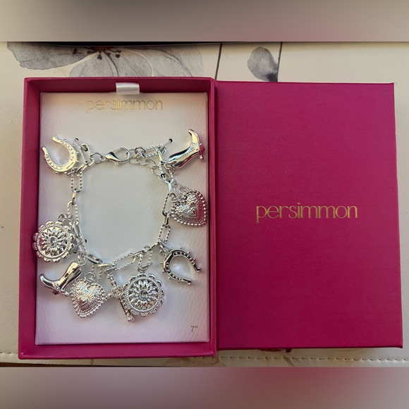 Persimmons | Jewelry | Silver Charm Bracelet Horse Lover Country Jesus ...